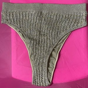 Missguided | Swim | Premium Gold Metallic Knitted Bikini Swim Set ...